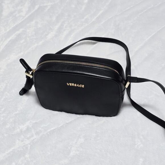 Versace | Bags | Versace Smooth Leather Camera Crossbody Bag Black Msrp ...